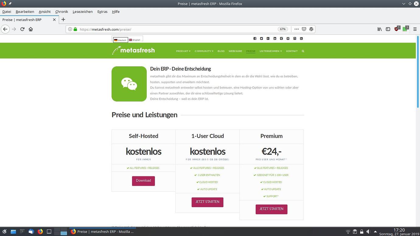 Metasfresh - 1-User Cloud - kostenlos für immer und per Mail doch nur 7 ...